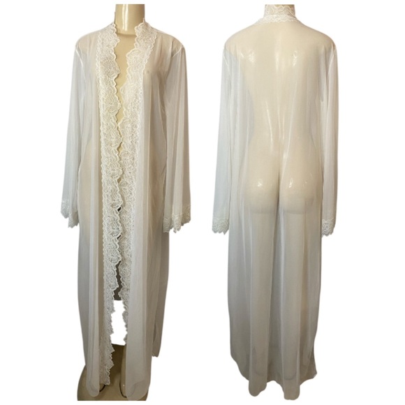Source Unknown | Intimates & Sleepwear | White Lace Open Robe Sheer ...